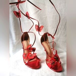 Shoes | Butterfly Princess Fairy Red Heel Large Heel | Poshmark